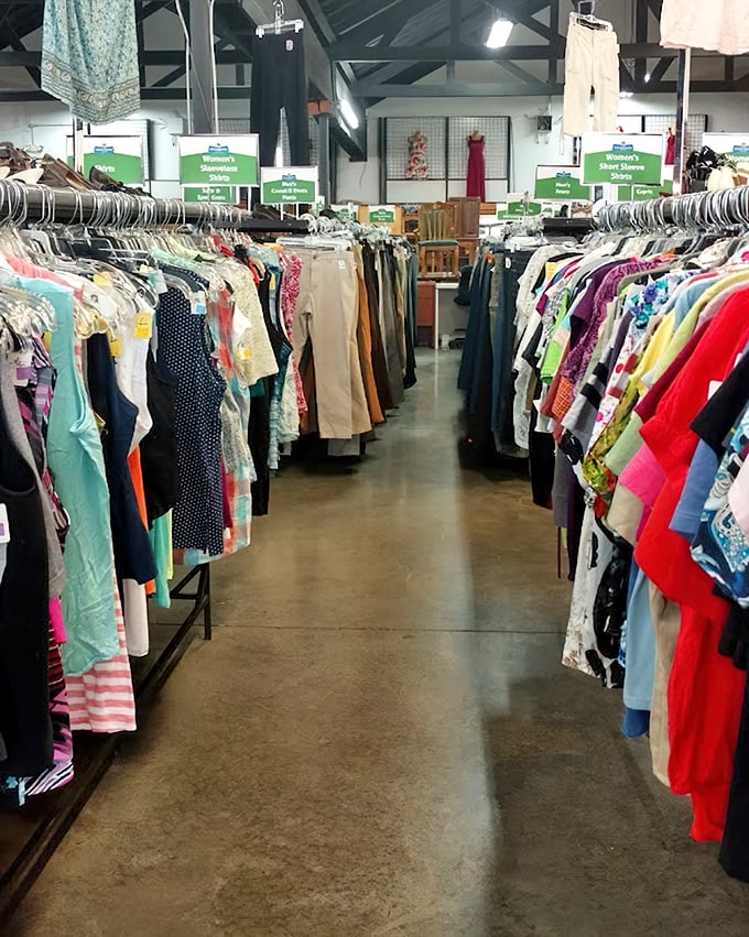 The clothing aisles stretch into infinity, organized with a logic that feels like trying to understand quantum physics after three cups of coffee.