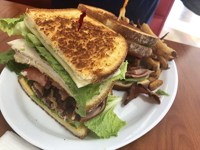 The club sandwich stands tall and proud, like the architectural achievement it truly is. Three perfectly toasted stories of satisfaction that would make Frank Lloyd Wright jealous.