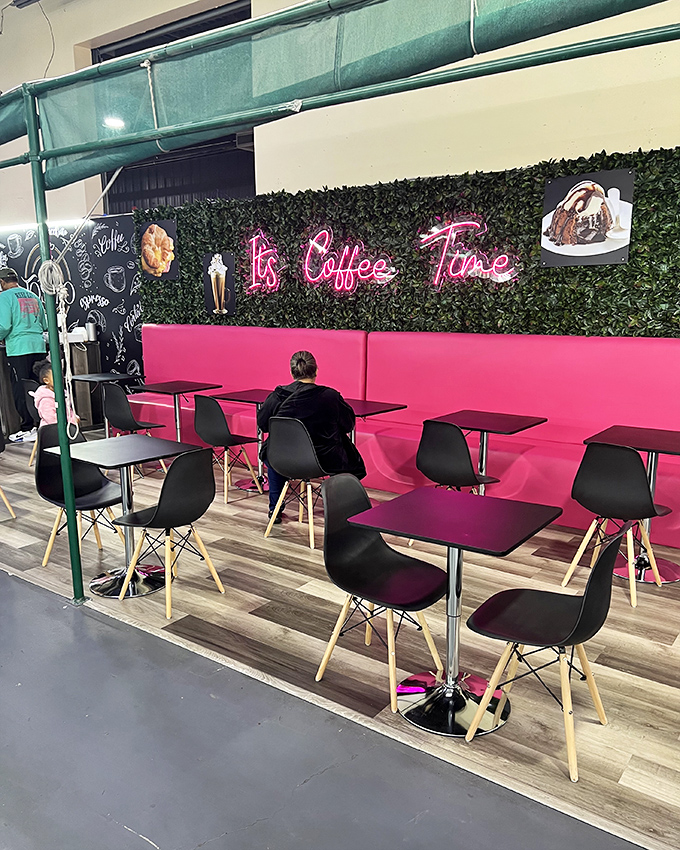 "It's Coffee Time" indeed! This Instagram-worthy caf&eacute; corner offers a stylish respite when your shopping legs need a break and your caffeine levels need a boost.