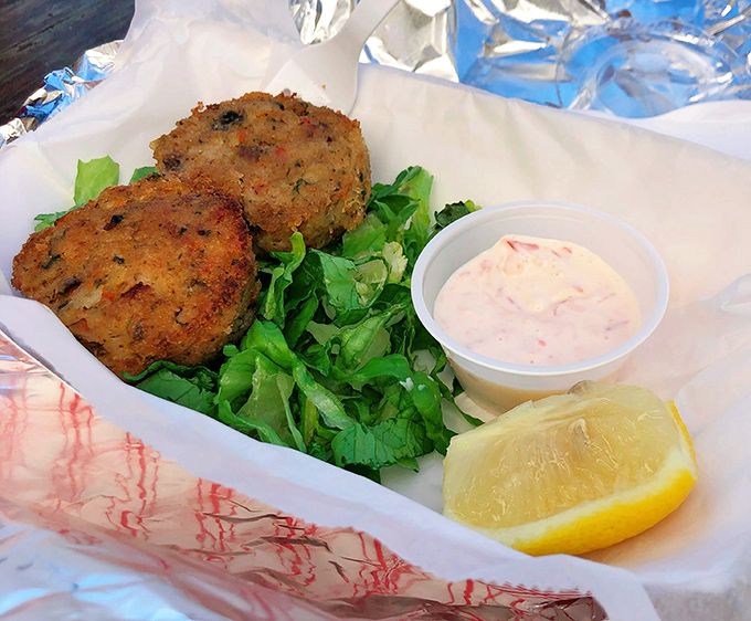 Crab cakes that are actually crab, not breadcrumbs with aspirations. Served with a side of "why can't everyone make them this way?"