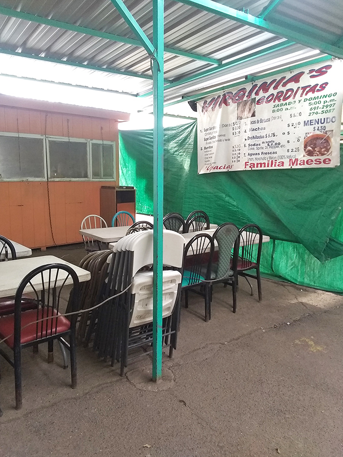 Virginia's Gorditas offers a moment of respite for weary shoppers. Those plastic chairs might not look like much, but they've witnessed countless delicious revelations.