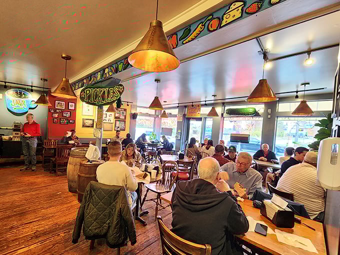 The dining room buzzes with the symphony of satisfied customers—the percussion of crunching pickles, the melody of conversation, and the harmony of contented sighs.