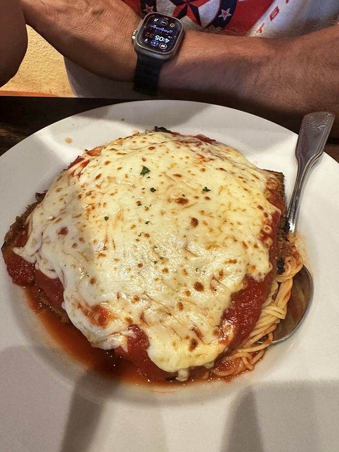 Behold the chicken parmigiana&mdash;a mountain of melted cheese cascading over perfectly seasoned chicken, with spaghetti standing by for the flavor party.