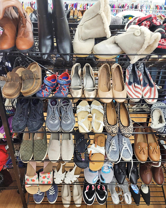 The shoe section: where Cinderella would have multiple options and Prince Charming would save a fortune.