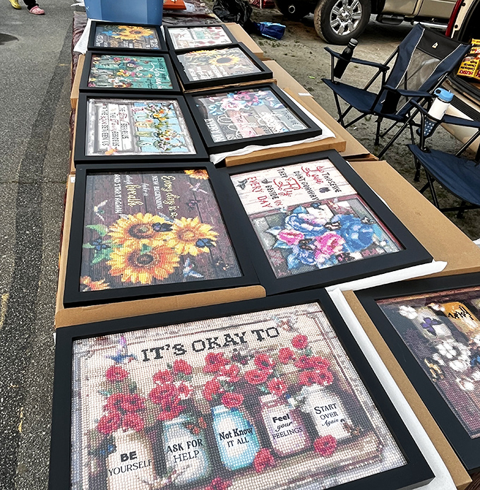 "It's Okay To Ask For Help"&mdash;sage advice among the sunflowers and inspirational cross-stitch art that transforms houses into homes across North Carolina.