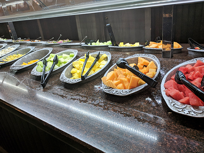 The fruit selection gleams like jewels in a crown&mdash;proof that "fresh" isn't just marketing speak at this Bakersfield institution.