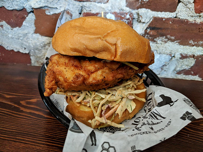 A classic fried chicken sandwich that makes you wonder why you ever bothered with those drive-thru imposters. This is the real deal.