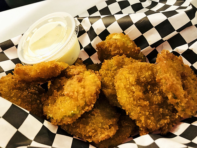 Fried pickle chips: proof that vegetables can be convinced to taste like carnival food if you treat them right.