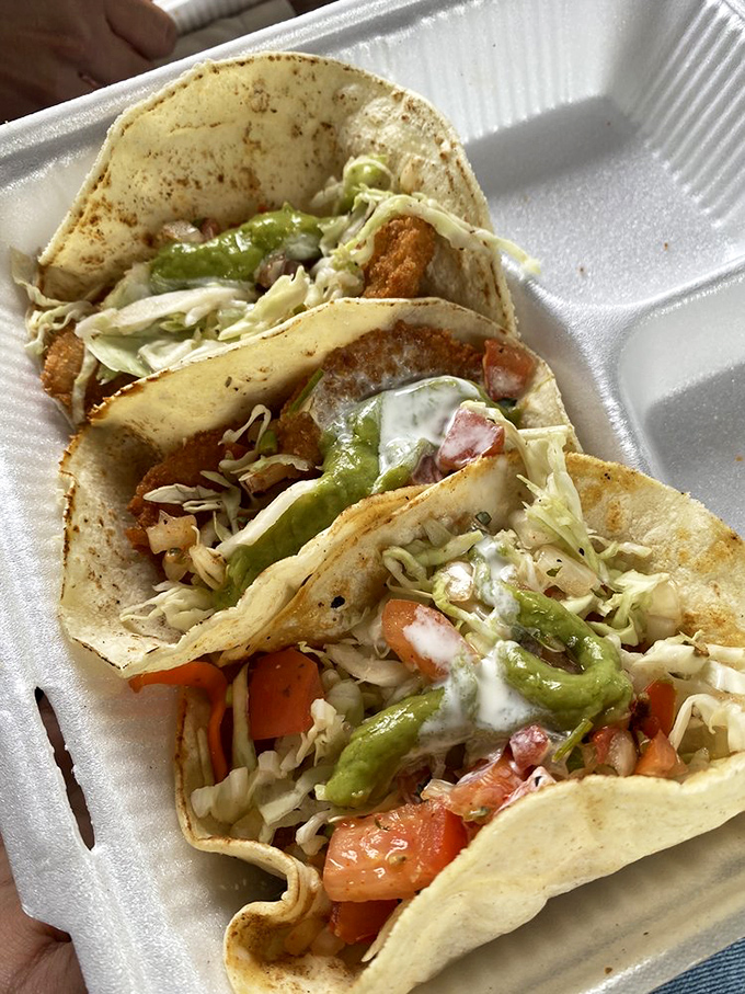 These fish tacos bring together the best of California's coastal cultures – crispy, creamy, and fresh in perfect harmony.