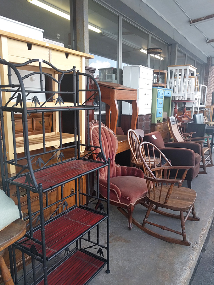 The furniture section: where your grandmother's favorite chair meets that perfect mid-century credenza you didn't know you needed until now.