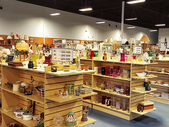 The glassware section sparkles with potential dinner party stars. Somewhere in this collection is the perfect vessel for your signature cocktail or Aunt Edna's famous trifle.