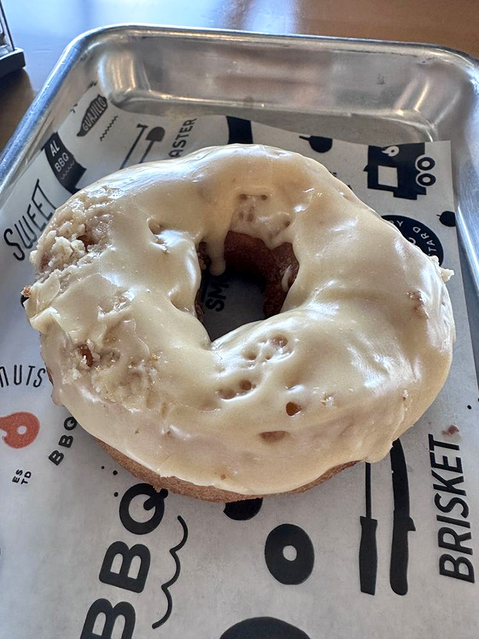 This vanilla glazed donut isn't just breakfast&mdash;it's an edible invitation to the sweet side of Smoke & Donuts' dual personality.