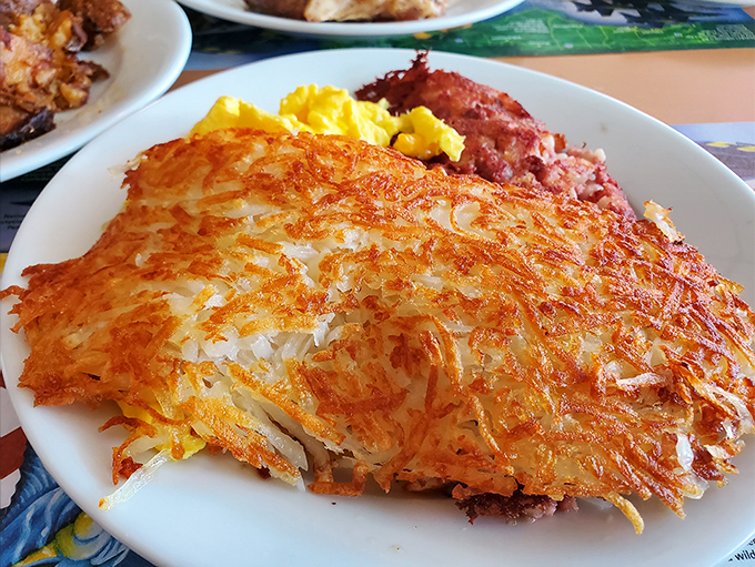 Hash browns that achieve the impossible: shatteringly crisp exterior giving way to tender potato within. The breakfast equivalent of a perfect sunset.