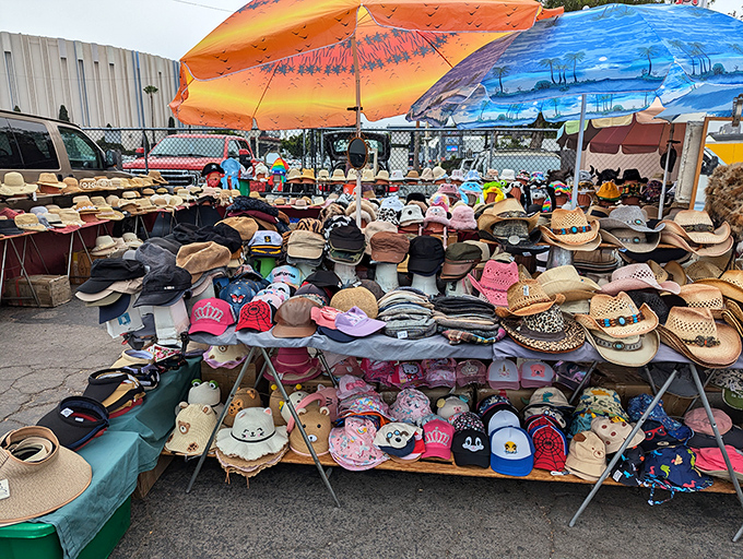 Hat-topia! Whether you're dodging the California sun or making a fashion statement, this vendor has your head covered—literally.