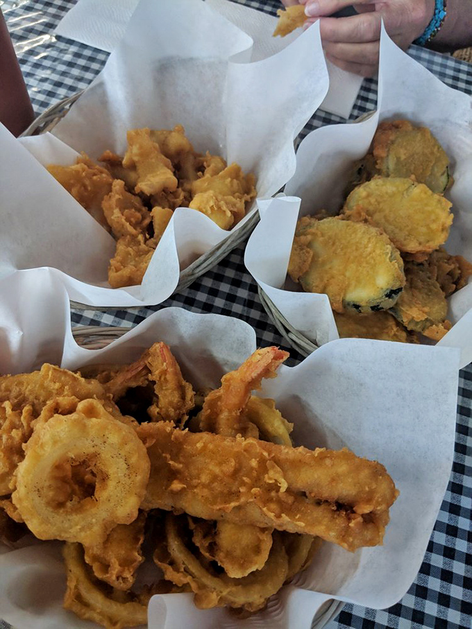 A seafood sampler that makes decision-making obsolete. Why choose one fried delight when you can have the entire maritime experience?