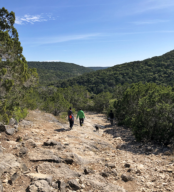 The trail ahead beckons adventurers into a landscape that feels more like the Pacific Northwest than what most expect from Texas.
