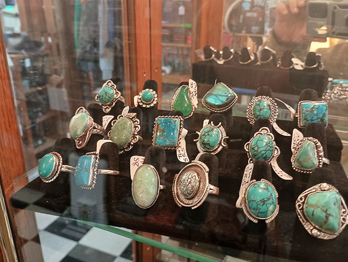 Turquoise dreams in silver settings. Each of these rings holds not just a stone, but possibly someone's forgotten summer romance.