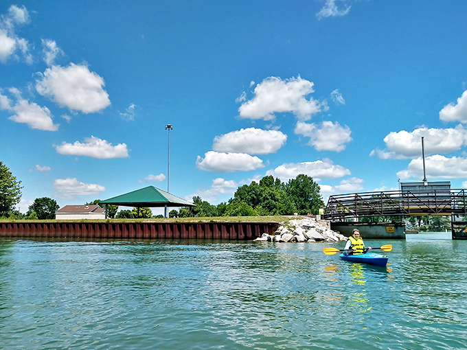 Social distancing, lake edition. Nothing says "me time" quite like paddling through blue waters under Ohio's impossibly vast sky.