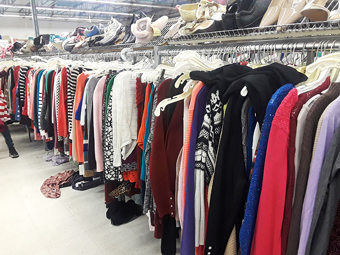 The women's clothing section stretches into infinity&mdash;a kaleidoscope of colors, patterns, and possibilities for the patient fashion explorer.