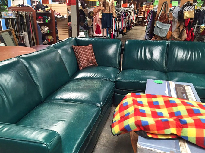 This teal leather sectional isn't just a couch—it's your future nap headquarters. The vibrant color makes a statement without saying a word.