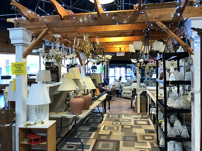 Chandeliers and lamps create a galaxy of illumination possibilities, from "romantic dinner" to "I need to find my contact lens" brightness levels.