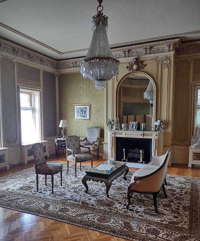 This elegant sitting room whispers of Gilded Age conversations. I half-expected Downton Abbey's Dowager Countess to offer me tea and judgment.