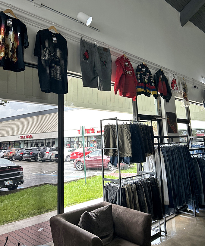 Even thrift stores need comfortable seating - because serious bargain hunting requires strategic rest breaks occasionally.