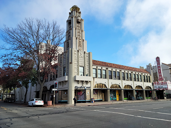 The Senator Theatre's distinctive tower anchors downtown Chico's architectural character, a landmark where history and entertainment converge without Hollywood pretension.