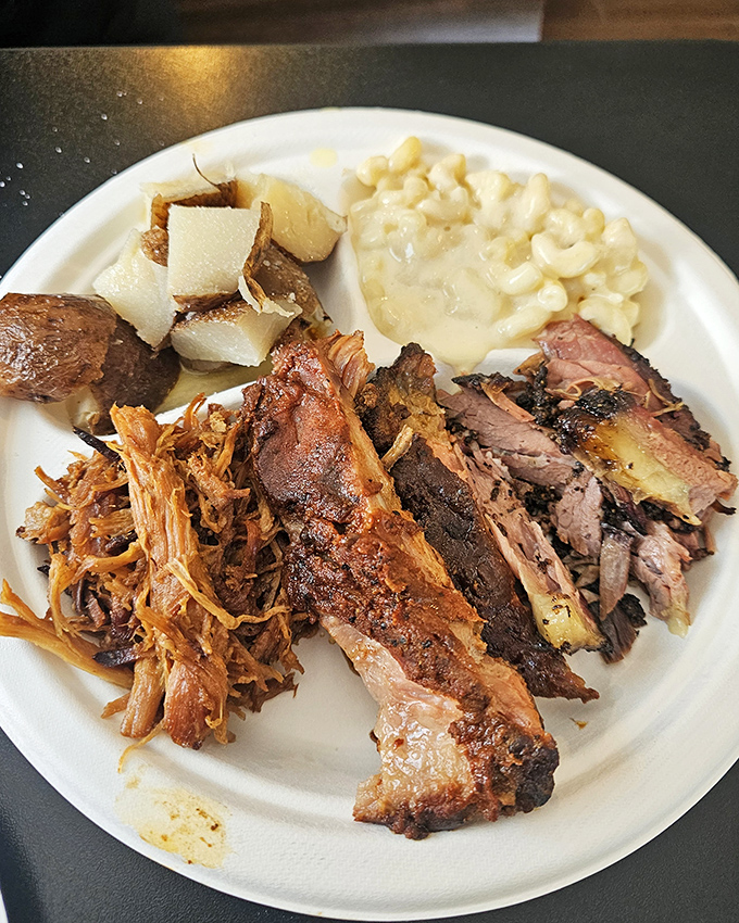 The barbecue sampler that answers life's eternal question: "Why choose one meat when you can have them all?" Mac and cheese included for good measure.