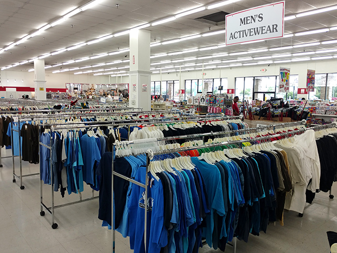 The men's activewear section offers everything from barely-used golf shirts to vintage team jerseys. Athletic aspirations at a fraction of retail prices.
