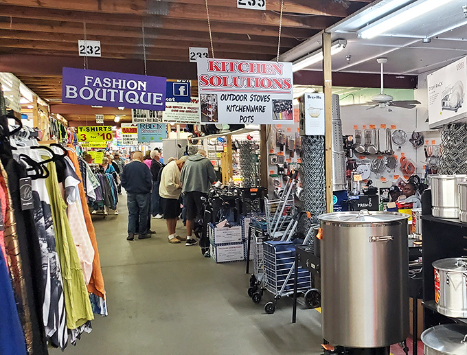 Where fashion meets function&mdash;browse racks of clothing while eyeing that perfect pot for your next kitchen adventure.