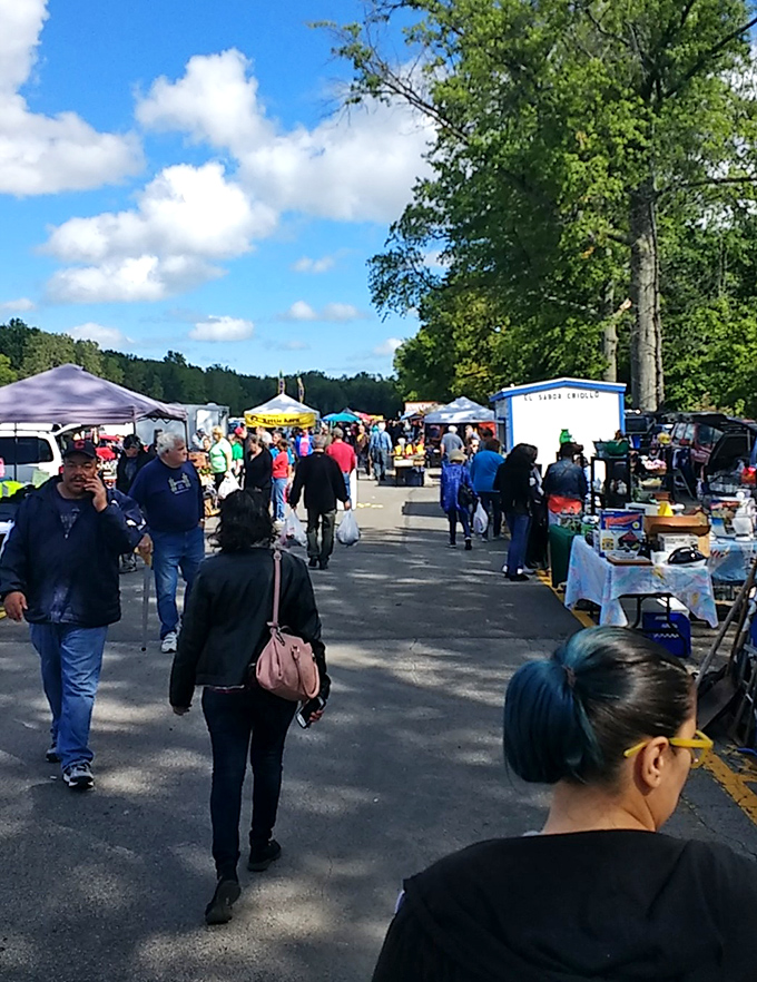 The social heart of Jamie's Flea Market. These pathways become impromptu community gathering spots where strangers bond over shared discoveries.