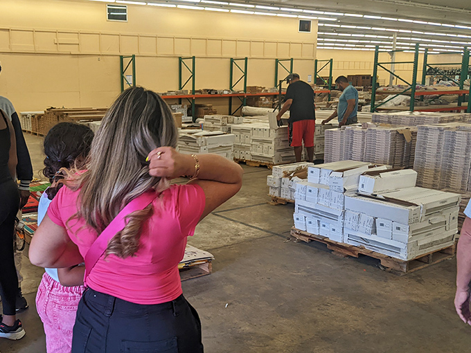 Every aisle holds potential discoveries as shoppers imagine how these castoffs might transform their homes. The ultimate recycling program with style.