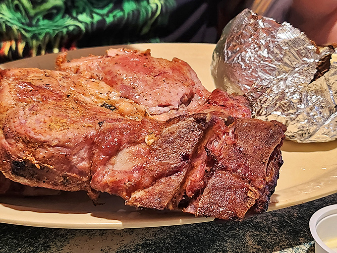 The pork steak arrives like a delicious challenge &ndash; will you finish it or will it finish you?
