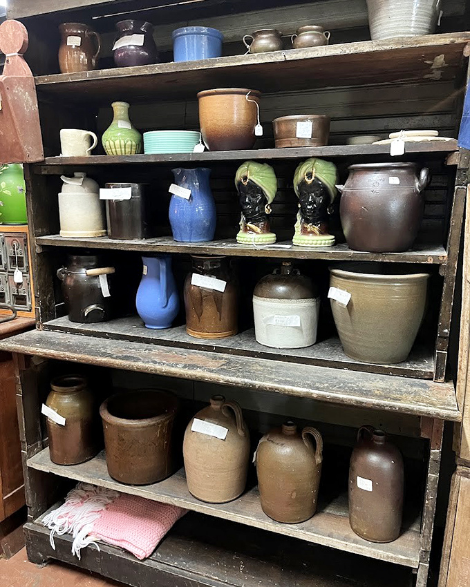Stoneware jugs and crocks that have outlived their original owners. Tennessee pottery with the patina of history and the weight of stories.