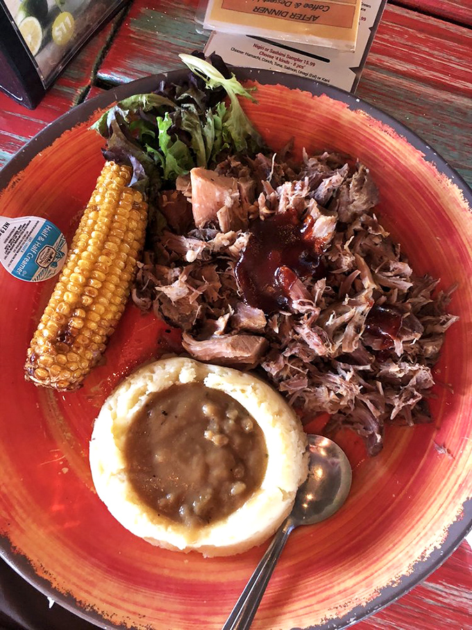 Pulled pork that doesn't need fancy presentation&mdash;just a heap of smoky goodness with beans and corn that make you question why you ever eat anything else.