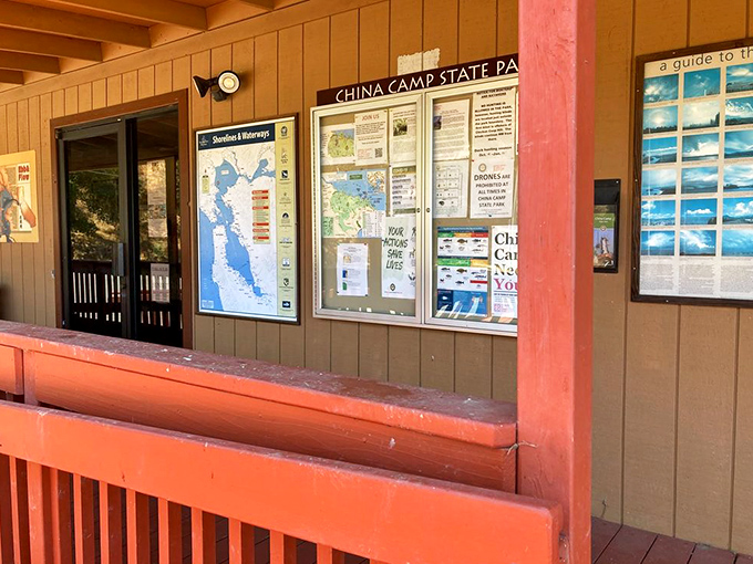 The information hub of China Camp &ndash; where trail maps transform from confusing squiggles into your day's epic journey.