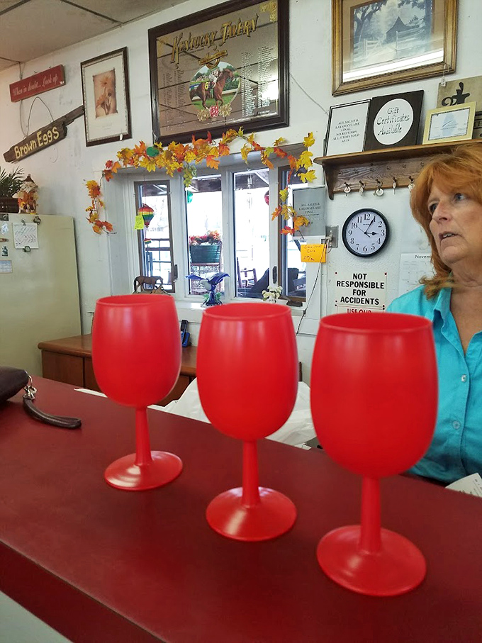 These bold red wine glasses aren't just glassware—they're future dinner party conversation starters waiting to hold your Two-Buck Chuck.