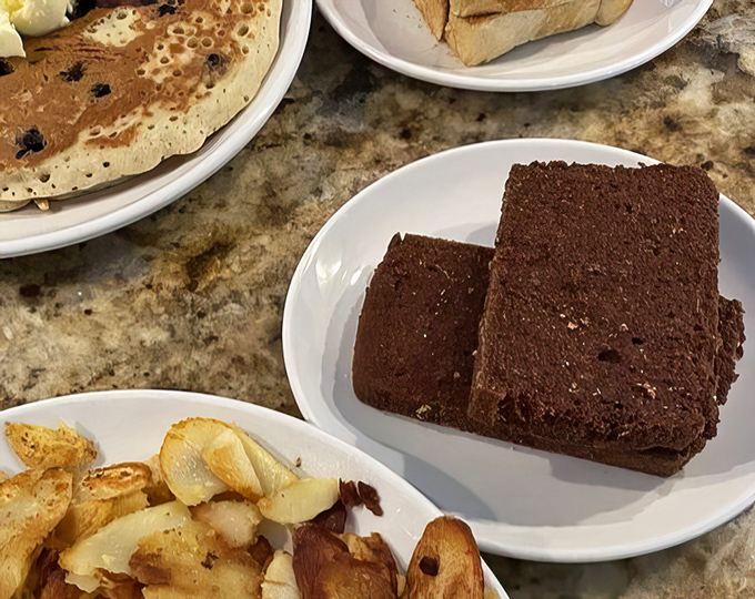 Scrapple done right - Pennsylvania's beloved breakfast tradition elevated to crispy, golden perfection on every plate.