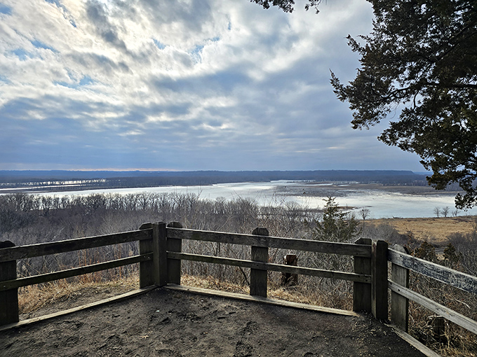 Winter transforms the overlooks into minimalist masterpieces where the Mississippi River stretches out like nature's highway, no traffic jams in sight.