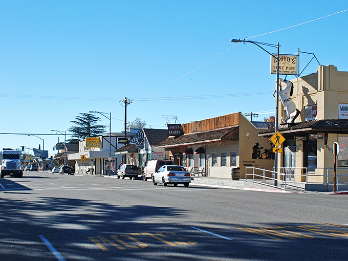 Classic Americana lines both sides of Lone Pine's main drag, where Western-style storefronts have welcomed travelers and film crews for generations.
