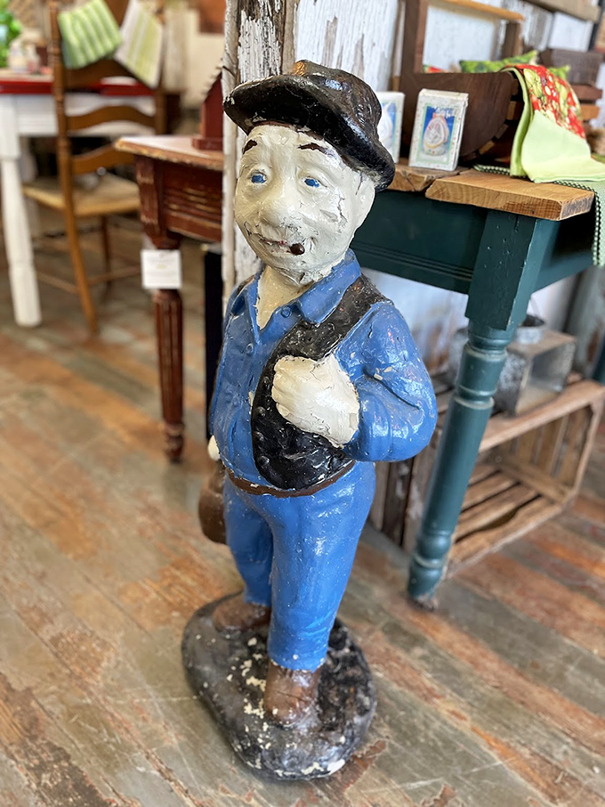 This blue-uniformed fellow has stood watch through decades of changing decor trends, yet somehow remains eternally relevant. Folk art with personality to spare.