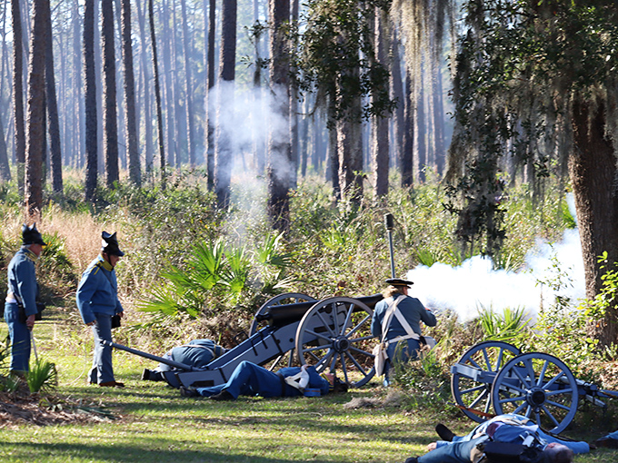 History erupts in smoke and drama during the annual reenactment, bringing the Second Seminole War to life with startling authenticity.
