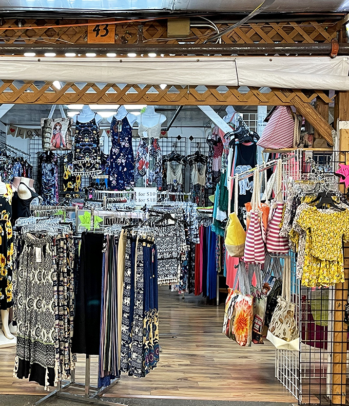 Fashion finds for every style and budget line this vendor's space. The perfect sundress might be hiding between those racks, just waiting for its beach debut.
