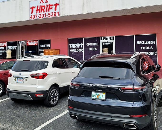 AZ Thrift's colorful signage hints at the eclectic mix of treasures waiting inside. 