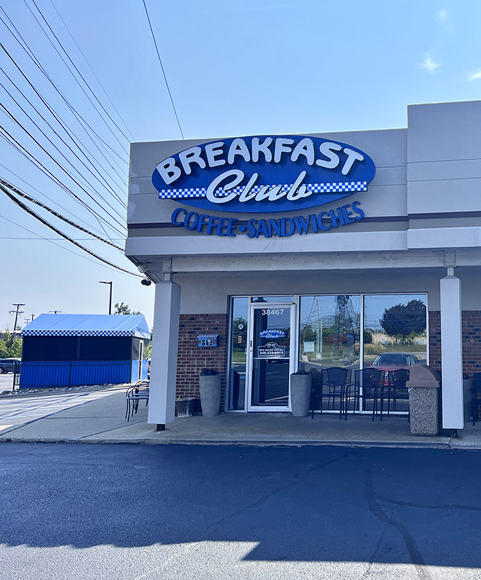 Breakfast Club's clean blue-and-white facade might look unassuming, but inside lies morning meal mastery.