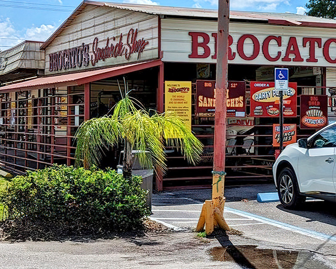 Brocato's weathered red exterior has welcomed sandwich lovers for generations – and that line out front tells you why.
