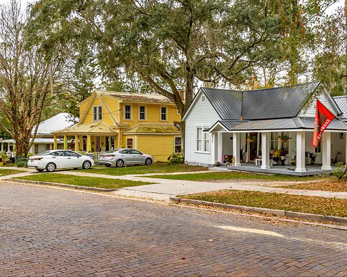 Brooksville's tree-lined streets invite exploration, with charming signs pointing the way to local treasures.