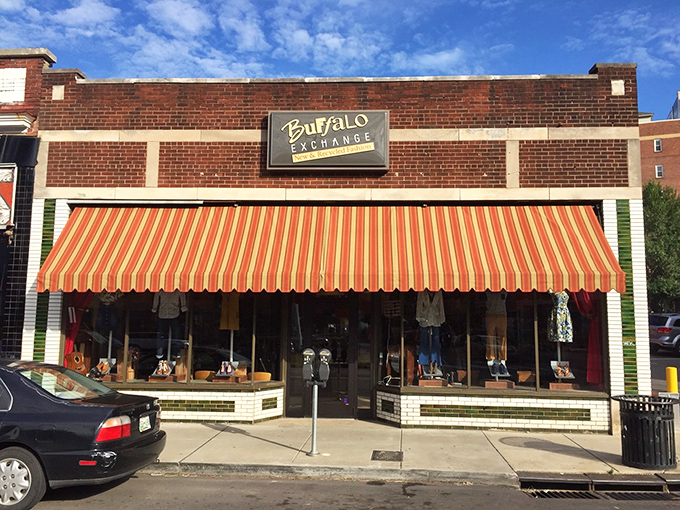 Buffalo Exchange's charming storefront brings vintage vibes to Nashville's urban landscape. Where old clothes get their second act on life's stage! 