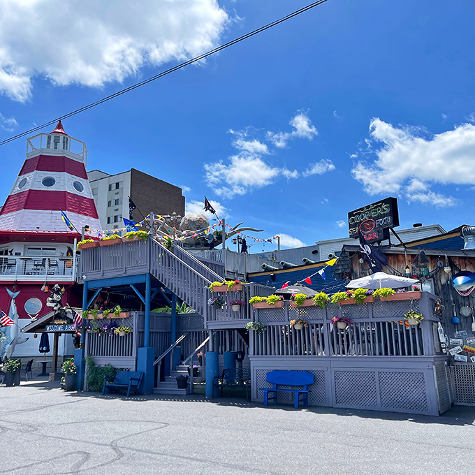 Cooper's multi-level seafood wonderland looks like a nautical theme park &ndash; complete with lighthouse and enough color to brighten any Scranton day.